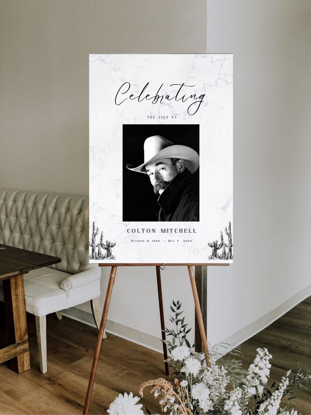 Customizable Cowboy Western Funeral Sign for Honoring a Beloved Life - Etsy