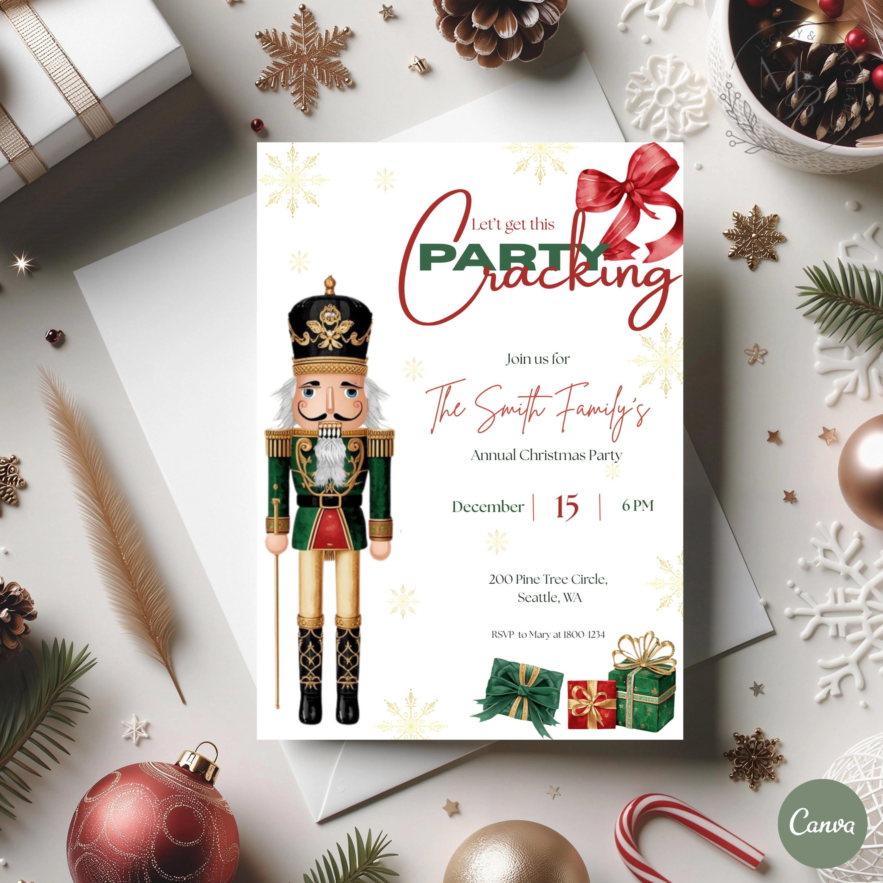 Elegant Nutcracker Christmas Party Invitation | Printable Template ...
