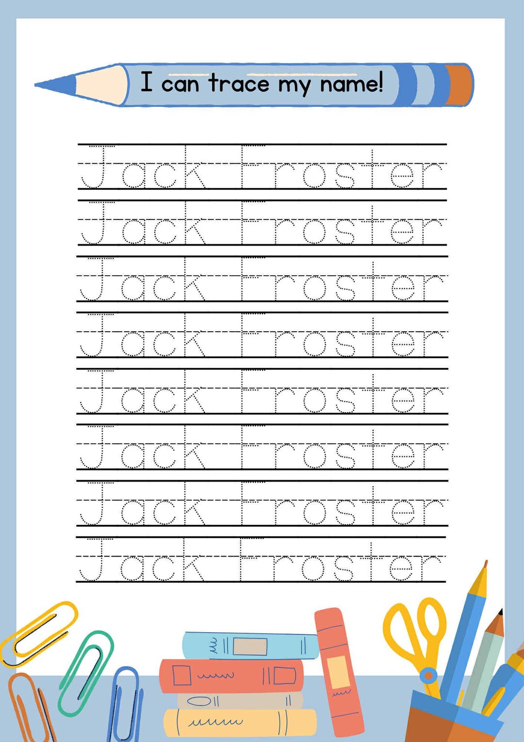 Custom Name Tracing Worksheet: Editable Handwriting Practice (digital ...