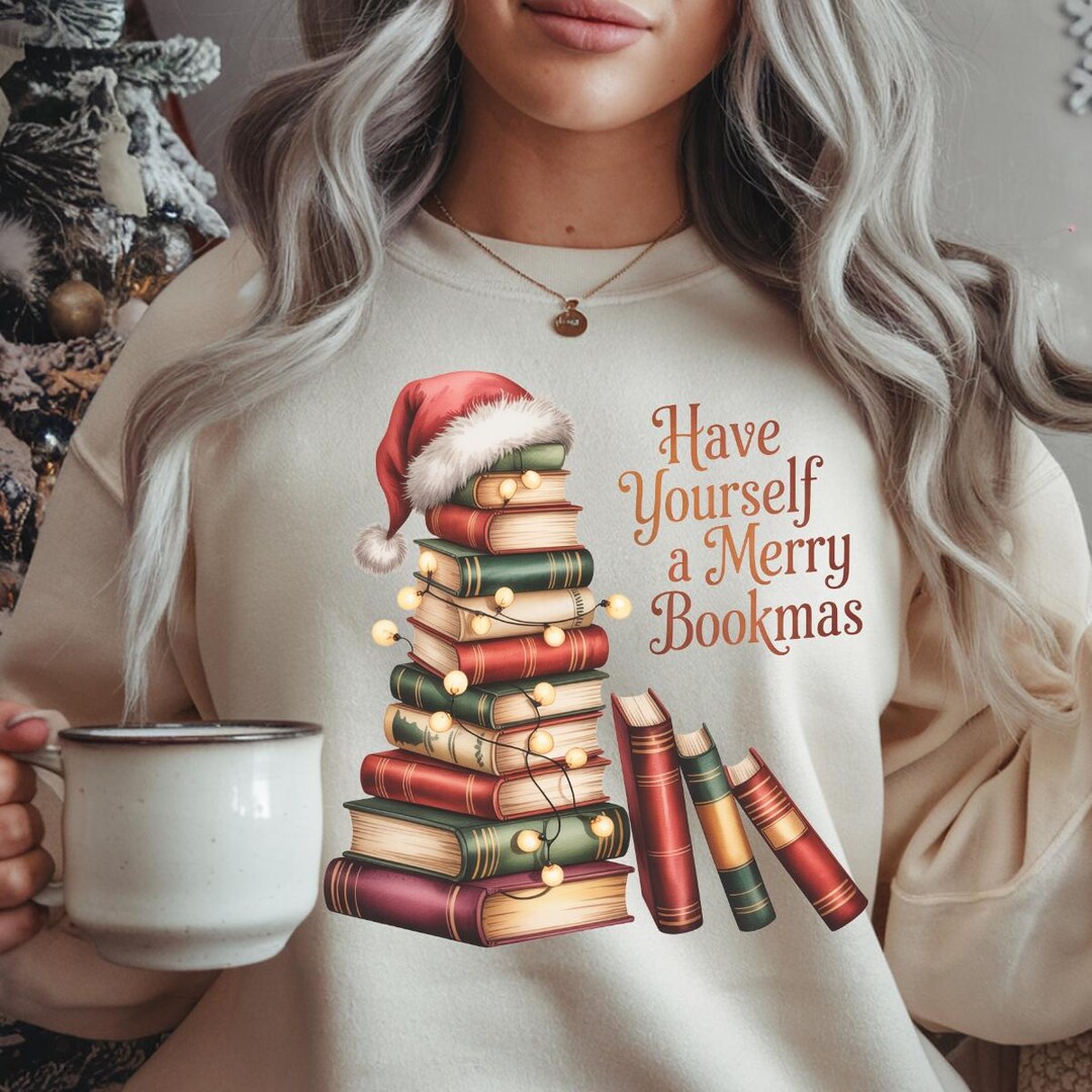 Merry Bookmas PNG | Christmas Book Lover Sublimation (digital Download ...