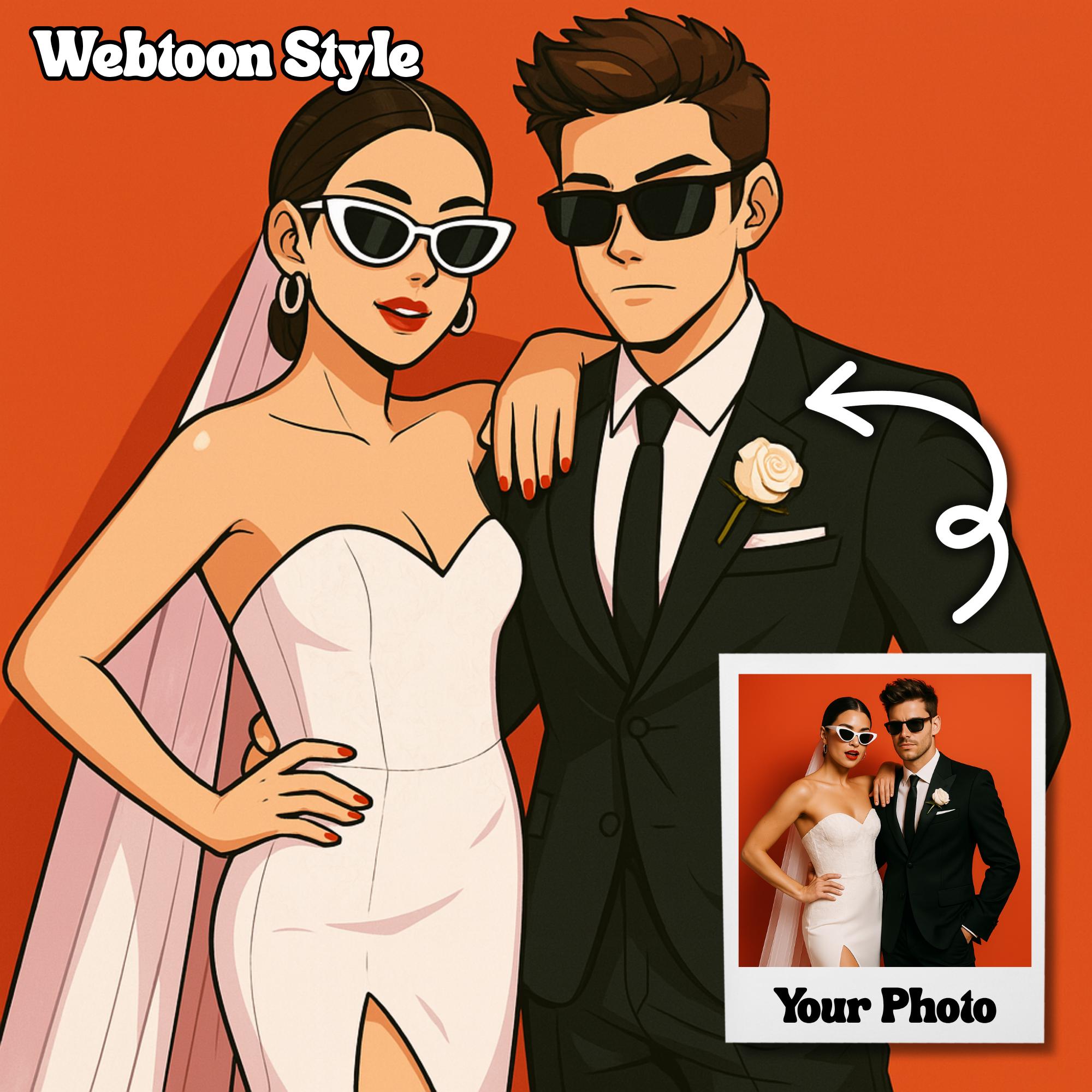 Custom Webtoon Portrait, Korean Comic Style Art From Photo, Couple, Pet ...