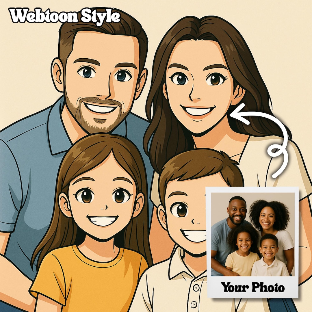 Custom Webtoon Portrait, Korean Comic Style Art From Photo, Couple, Pet ...