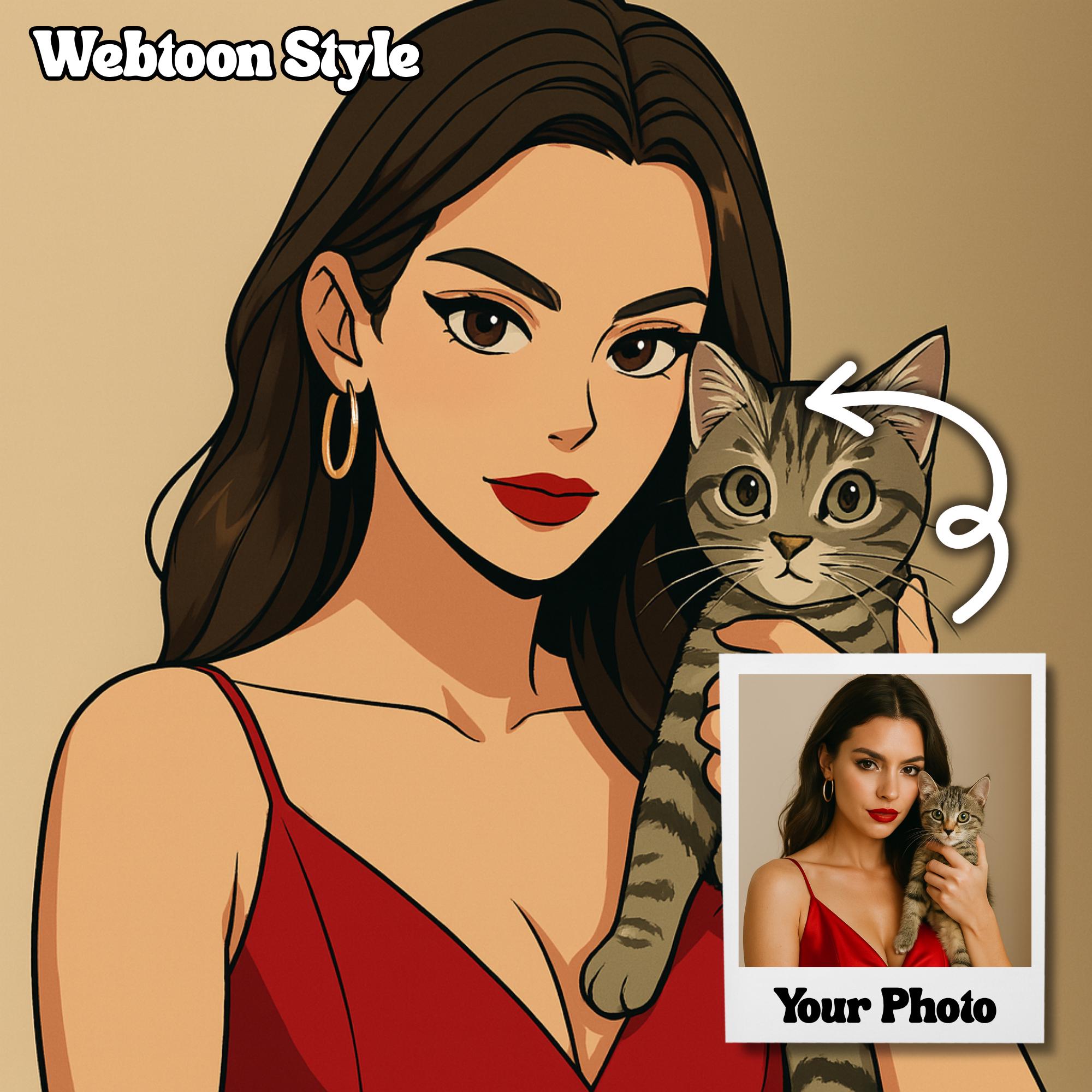 Custom Webtoon Portrait, Korean Comic Style Art From Photo, Couple, Pet ...