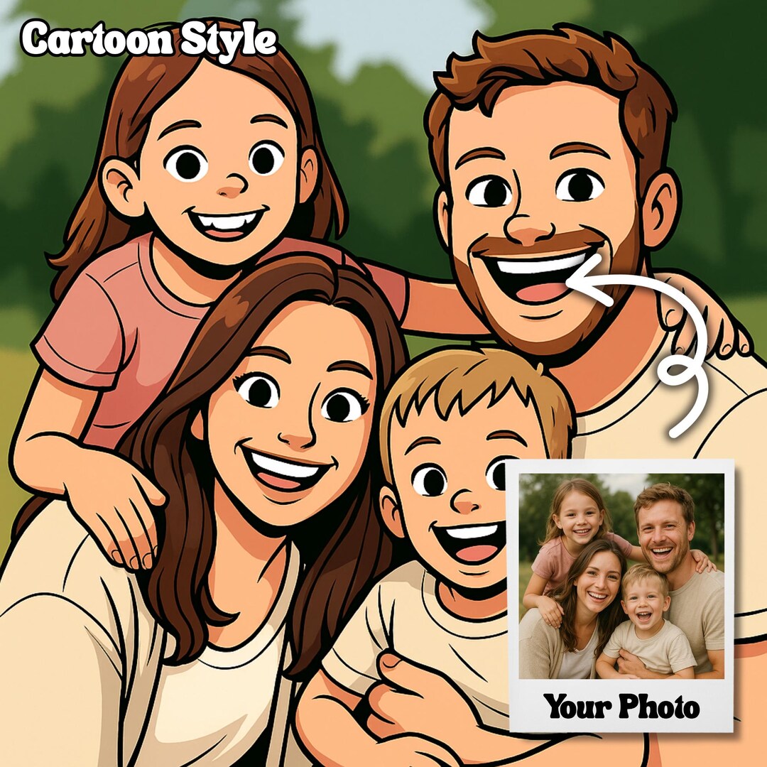 Custom Cartoon Portrait, Personalized Cartoon Drawing From Photo ...