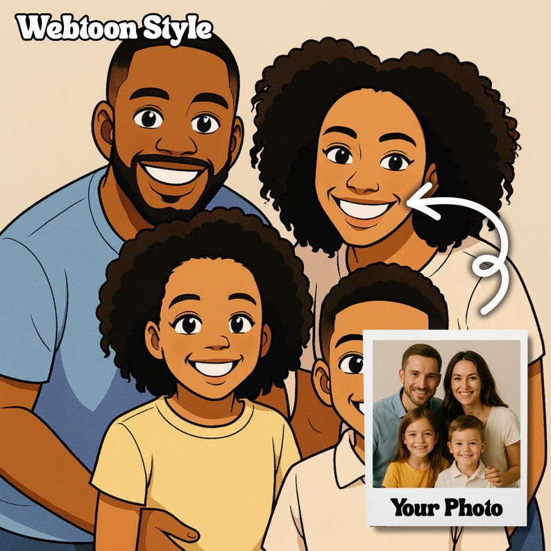 Custom Webtoon Portrait, Korean Comic Style Art From Photo, Couple, Pet ...