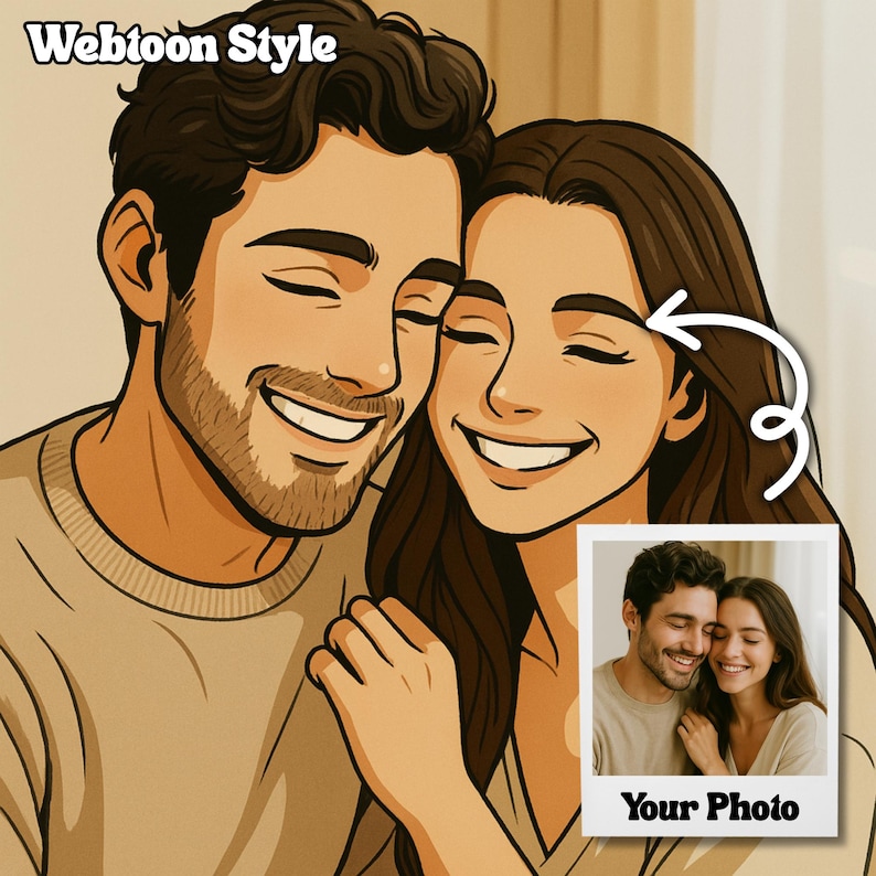 Custom Webtoon Portrait, Korean Comic Style Art From Photo, Couple, Pet ...