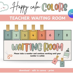 Classroom Waiting Room System – Calm Pastel Clip Line for Student Help ...