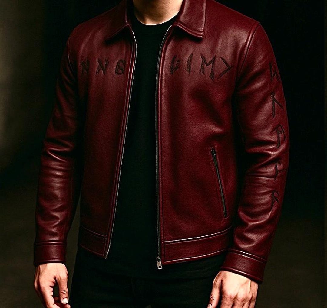 Gothic Runes Leather Jacket – Dark Streetwear Aesthetic With Rune ...