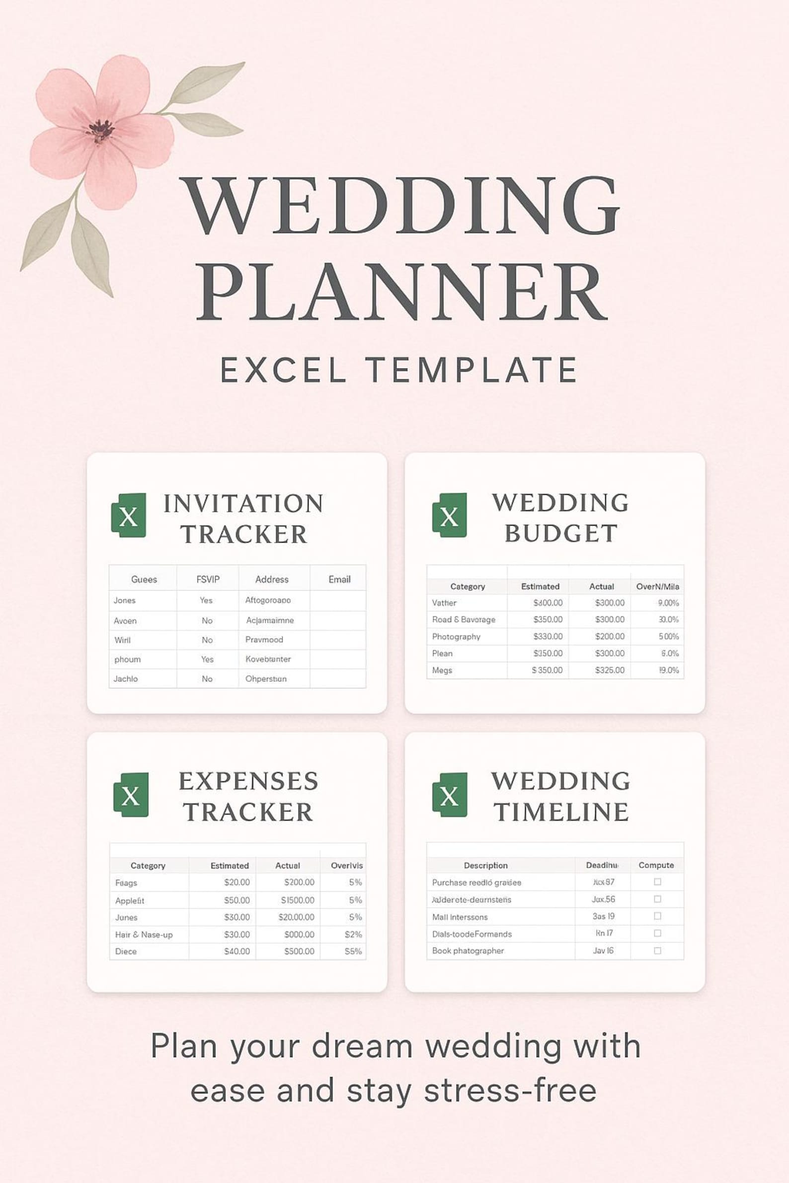 Ultimate Wedding Planner Excel Template - Etsy