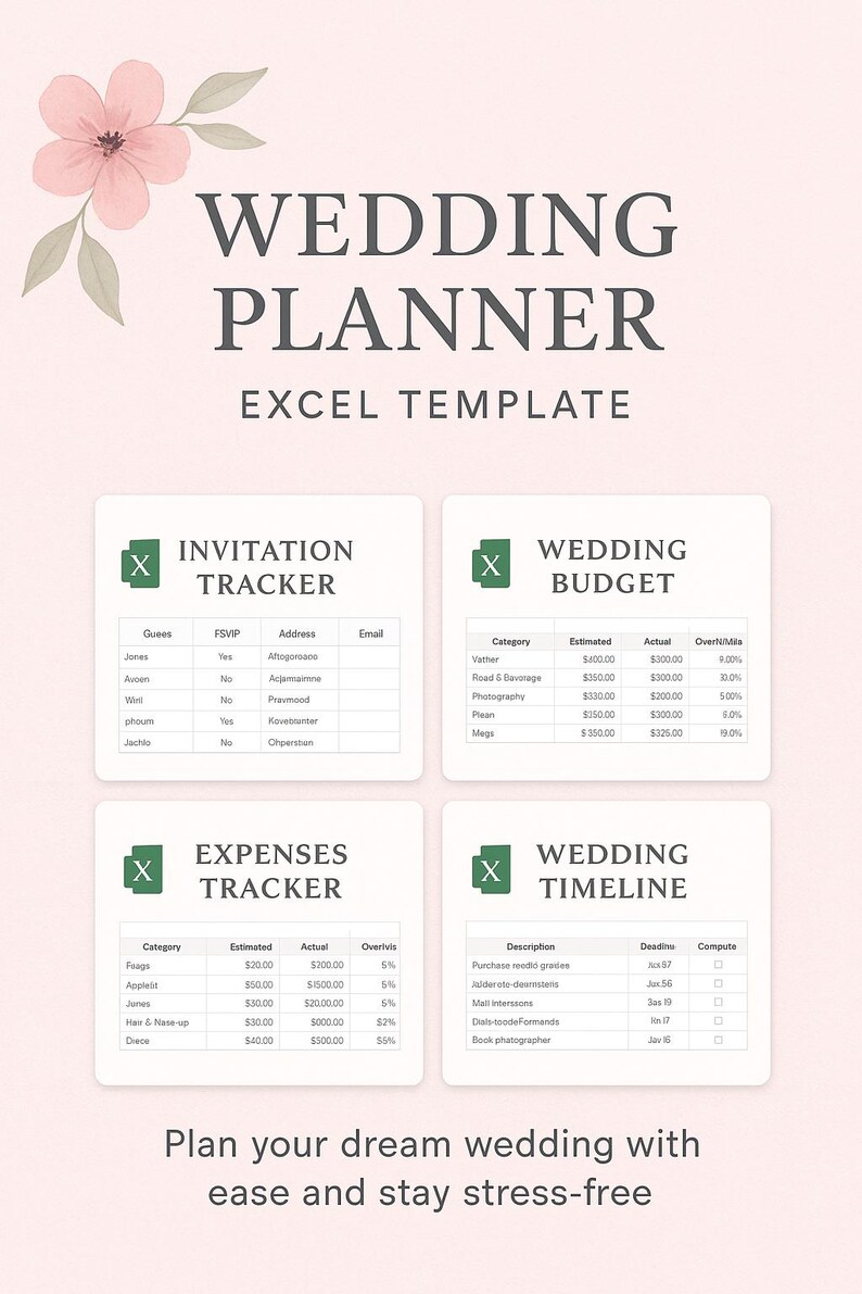 Ultimate Wedding Planner Excel Template - Etsy