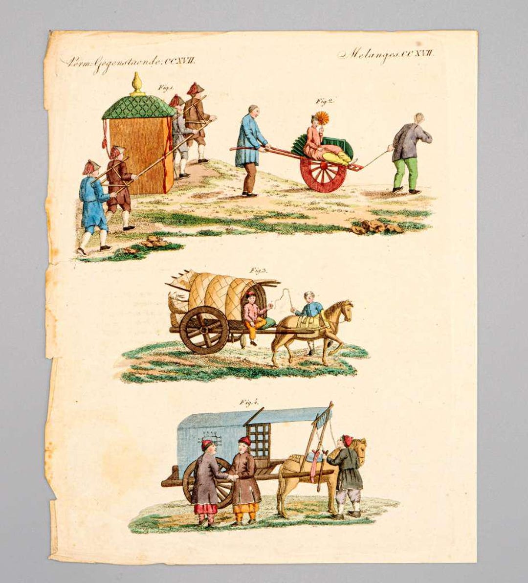 Antique Hand-colored Engraving – Chinese Traveling Carriages, Ca. 1770 ...