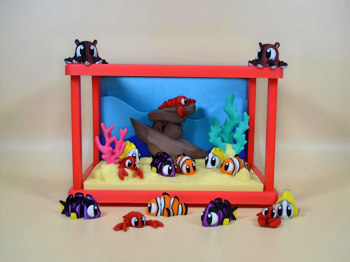 Large 3D Printed Flexi Fish Tank Playset: Articulated Sensory Toy - Etsy