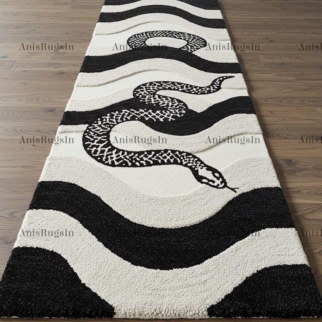 Handmade Snake Runner Rug – Modern Tufted Wool-style Hallway Carpet - Etsy