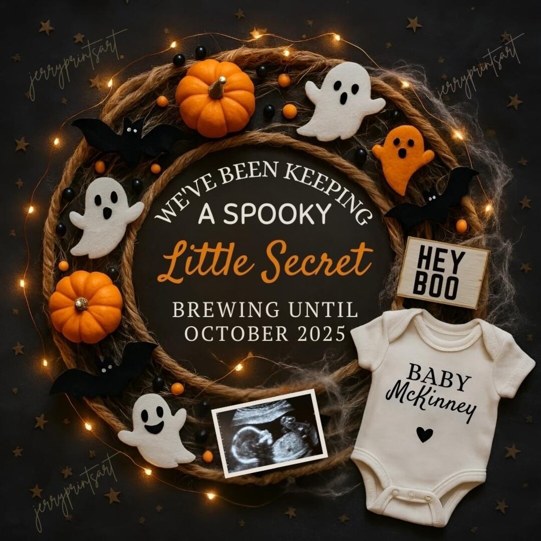 Halloween Pregnancy Announcement Digital, Spooky Baby Reveal, Gender ...