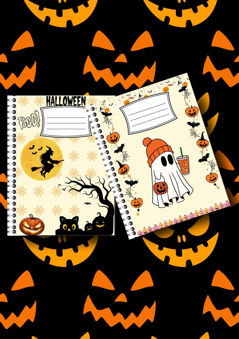 Halloween Notebook Covers | Printable School Notebook Covers A4 & A5 ...