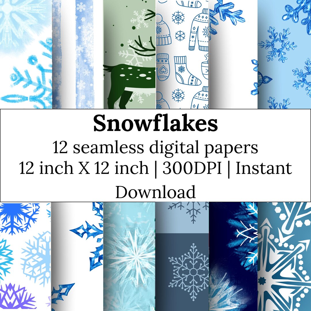 Seamless Snowflake Digital Paper Pack: Winter Scrapbook Backgrounds ...