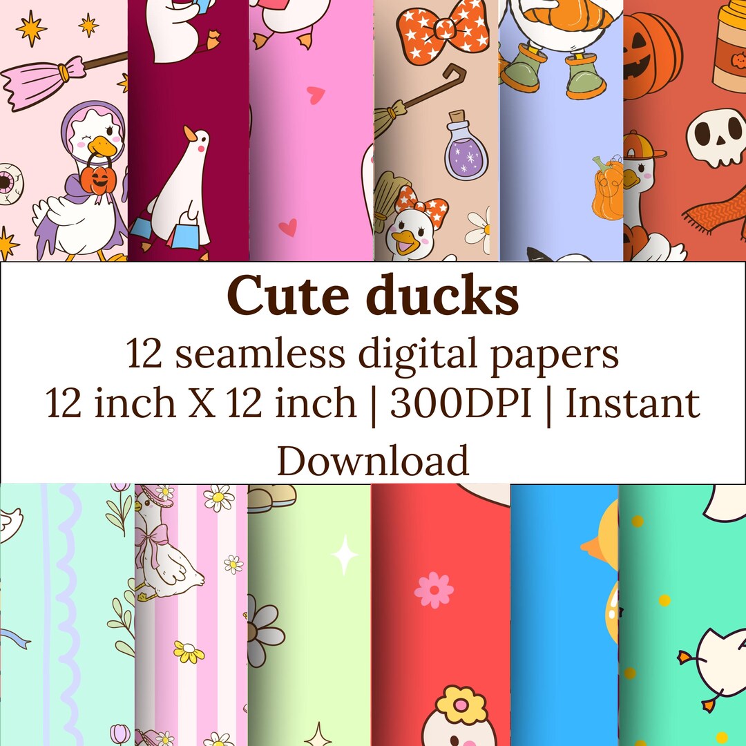 Cute Ducks Digital Seamless Pattern Wrapping Paper Scrapbooking ...