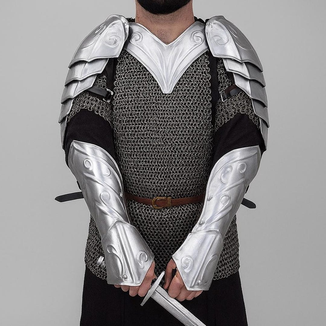Medieval Knight Armor Set ~ Chainmail and Steel Shoulder Plate Costume ...