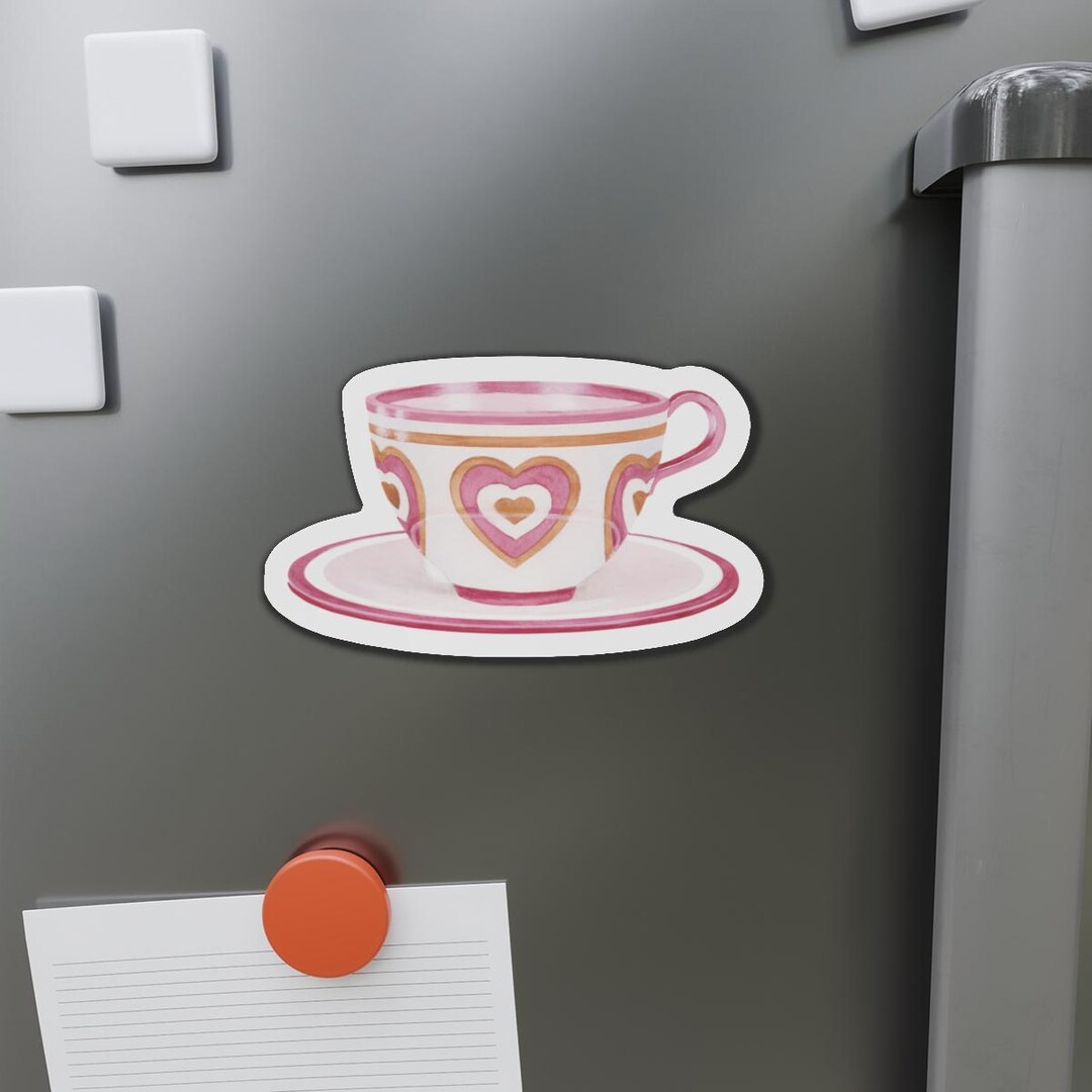 Alice in Wonderland Teacup Magnet: Mad Tea Party Pink Heart Watercolor ...