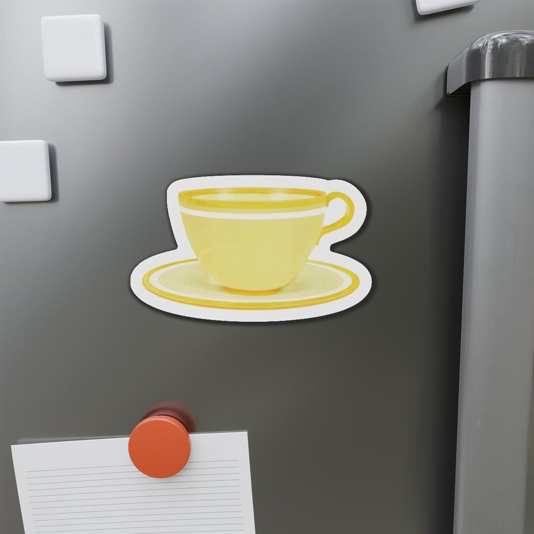 Alice in Wonderland Teacup Magnet: Mad Tea Party Yellow and White ...