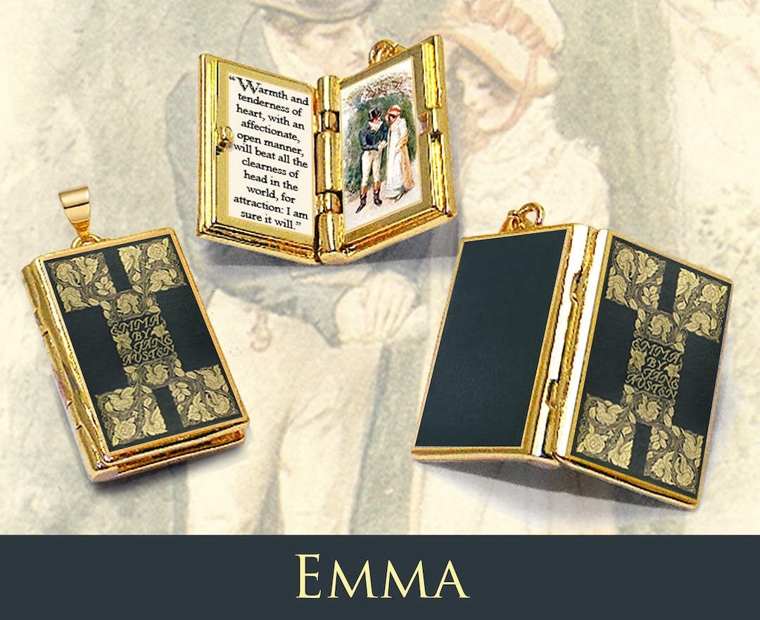 Miniature Book Locket Quote Pendant - Emma by Jane Austen - Hinged Book ...