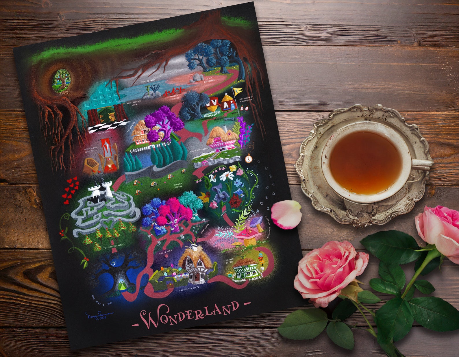 Wonderland Map Fine Art Print - Alice in Wonderland "down the Rabbit ...