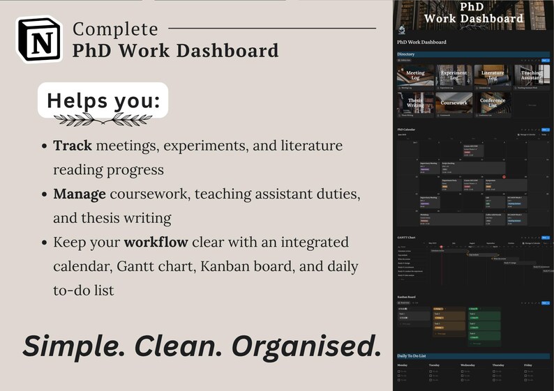 Complete Phd Work Dashboard - Notion Template for Productivity - Etsy
