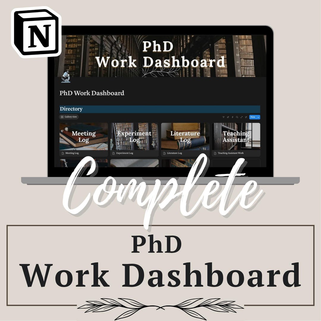 Complete Phd Work Dashboard - Notion Template for Productivity - Etsy