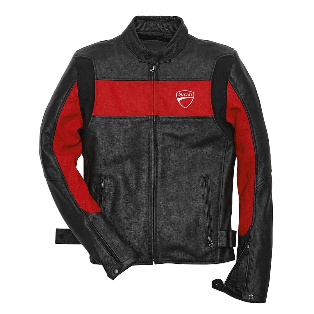 Ducati Leather Motorcycle Jacket: Red & Black, CE Armored Biker Gear - Etsy