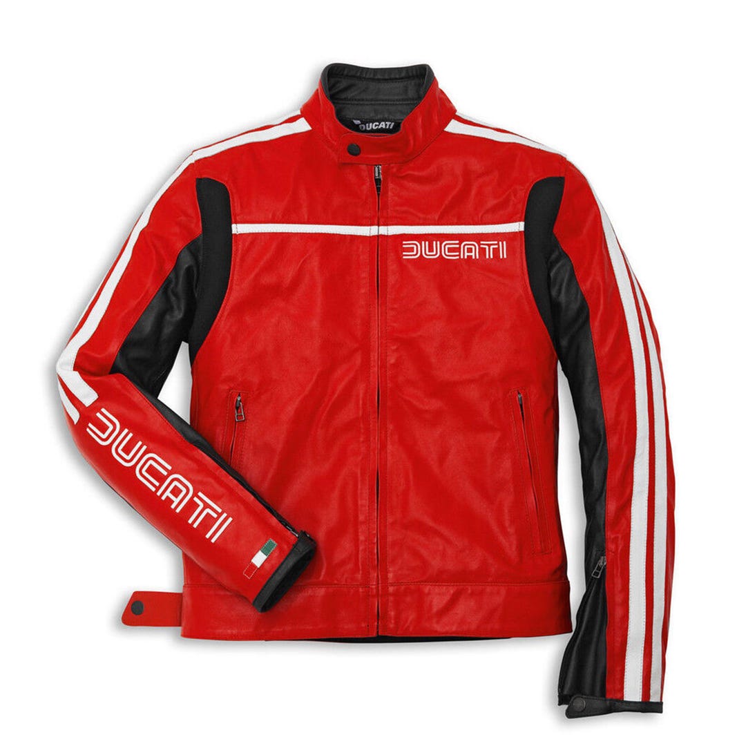 Ducati Dainese 80s Red & Black Leather Motorcycle Jacket – Retro ...