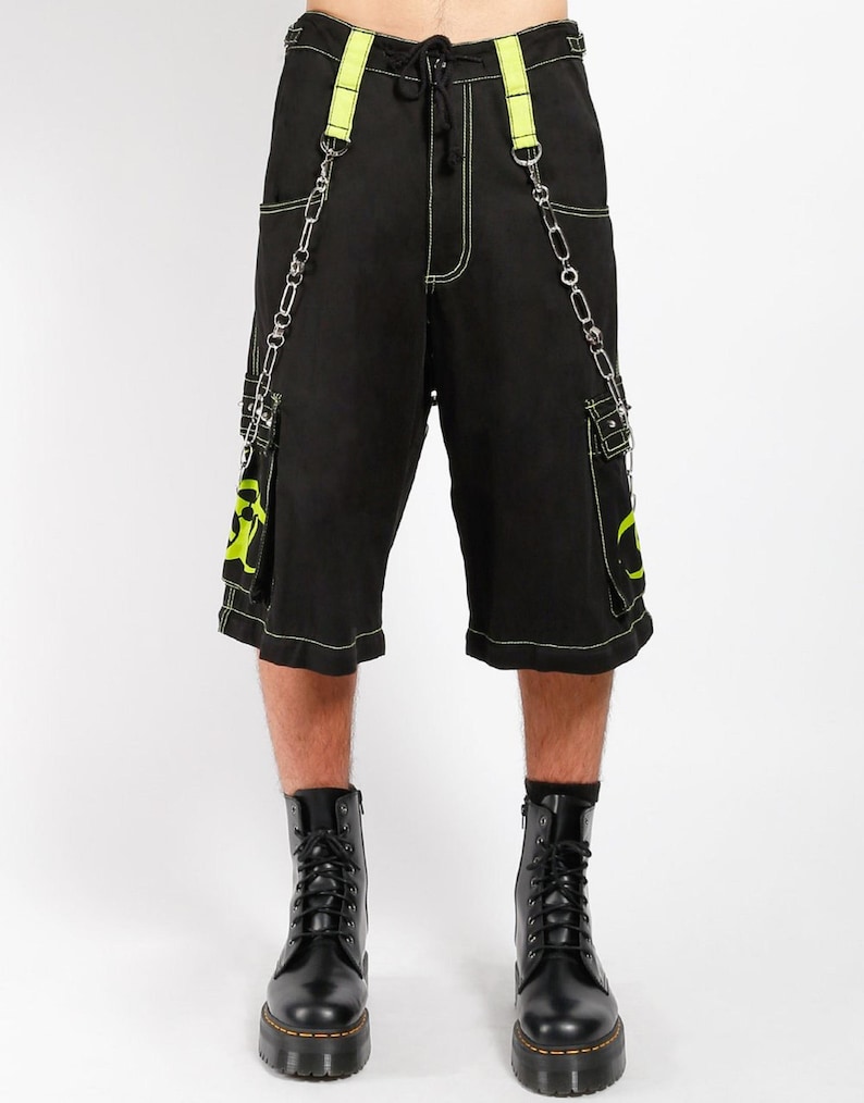 Gothic Biohazard Chain Pants Black Neon Green Cyberpunk Rave Techwear ...
