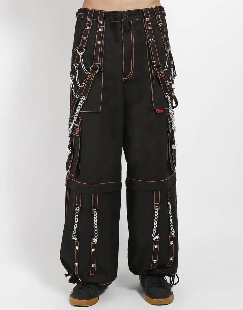 Convertible Cyber Goth Cargo Pants: Detachable Chain, Techwear Rave ...