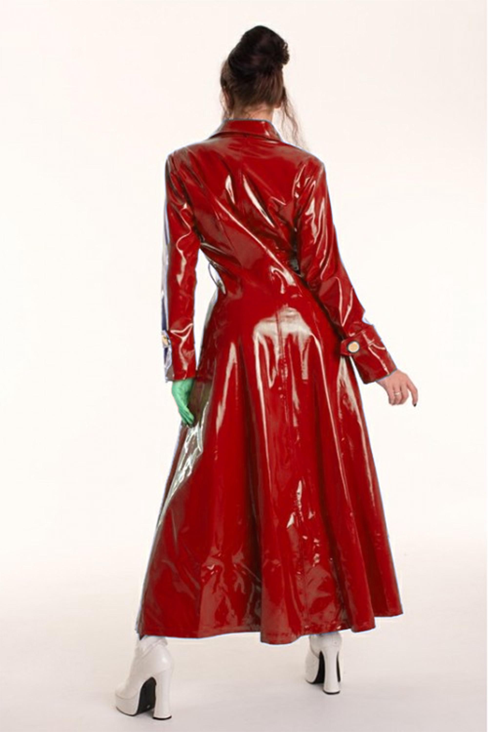 Glossy Blue PVC Vinyl Trench Coat: Double-breasted Belted Outerwear - Etsy