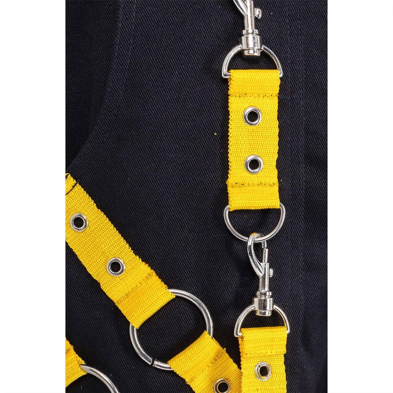 Cyberpunk Techwear Pants: Black & Yellow Gothic Streetwear With Chains ...