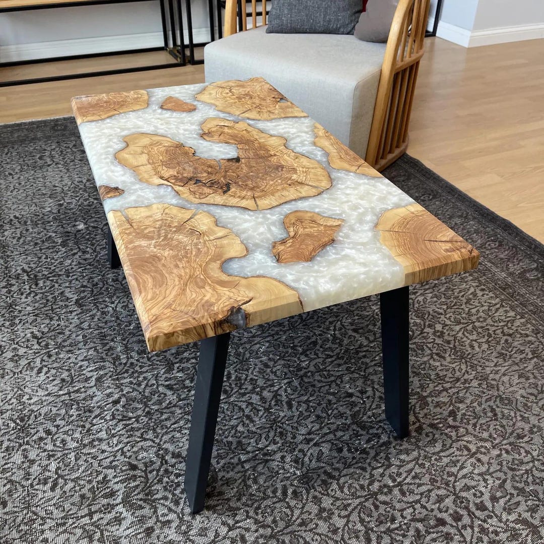 Epoxy Olive Wood Coffee Table, Handmade Resin End Table - Etsy