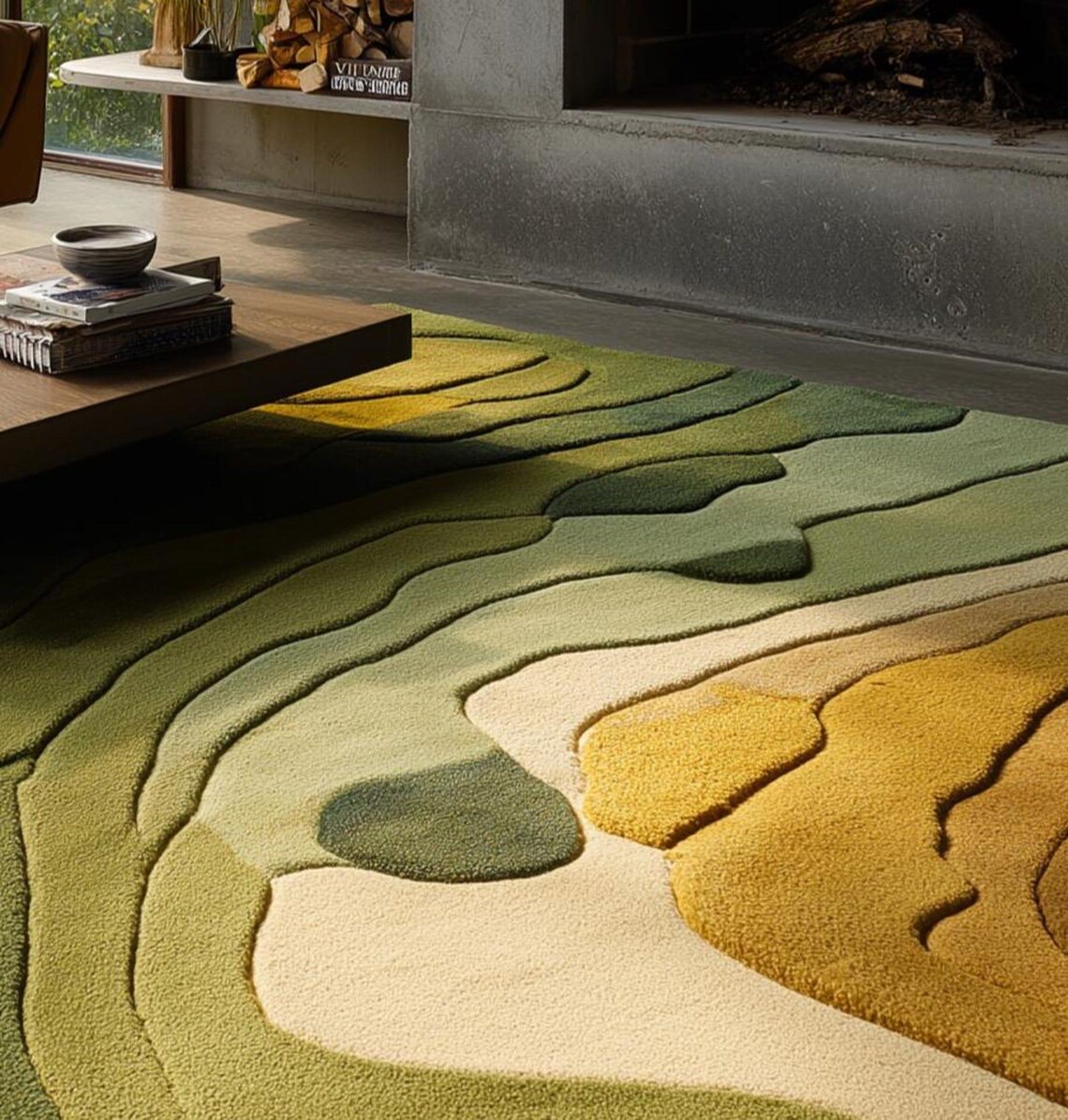 Handmade Wool Tufted Topographic Rug: Modern Abstract Design 8x10 - Etsy