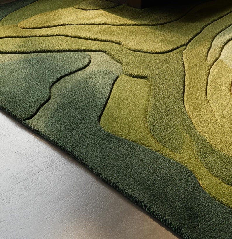 Handmade Wool Tufted Topographic Rug: Modern Abstract Design 8x10 - Etsy