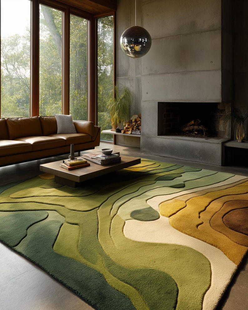 Handmade Wool Tufted Topographic Rug: Modern Abstract Design 8x10 - Etsy