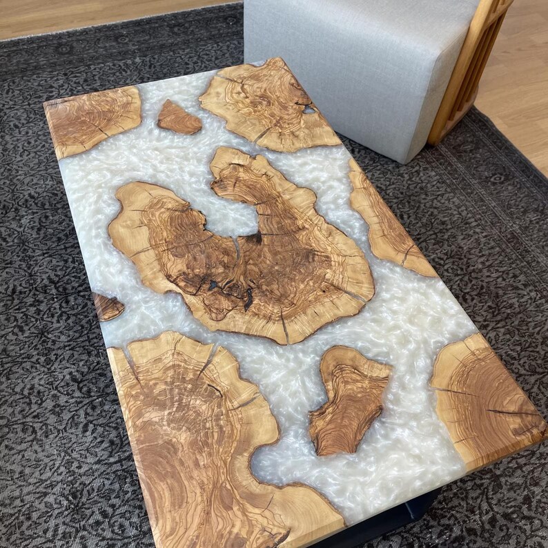 Epoxy Olive Wood Coffee Table, Handmade Resin End Table - Etsy