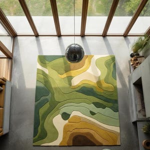 Handmade Wool Tufted Topographic Rug: Modern Abstract Design 8x10 - Etsy