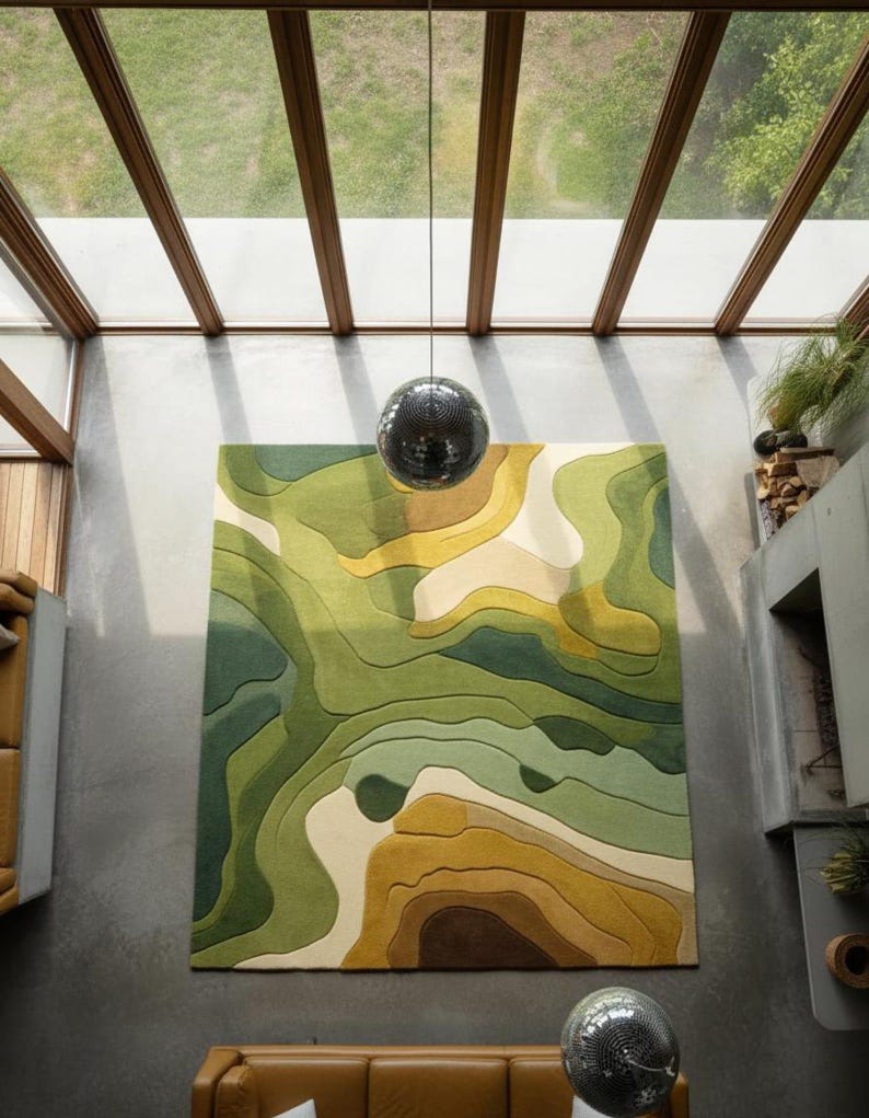 Handmade Wool Tufted Topographic Rug: Modern Abstract Design 8x10 - Etsy