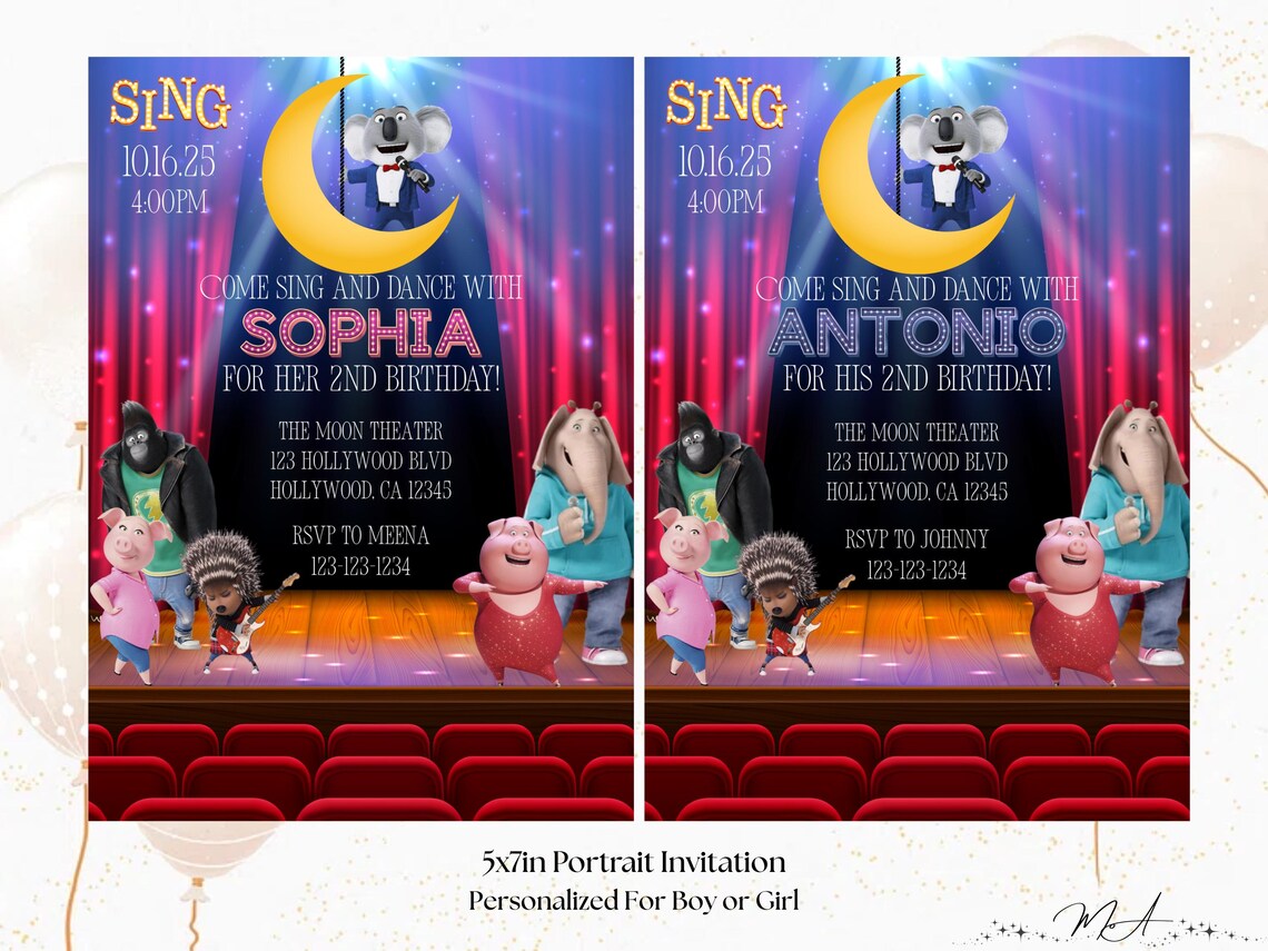SING Birthday Party Invitation Sing Birthday Party Sing Invitation SING ...