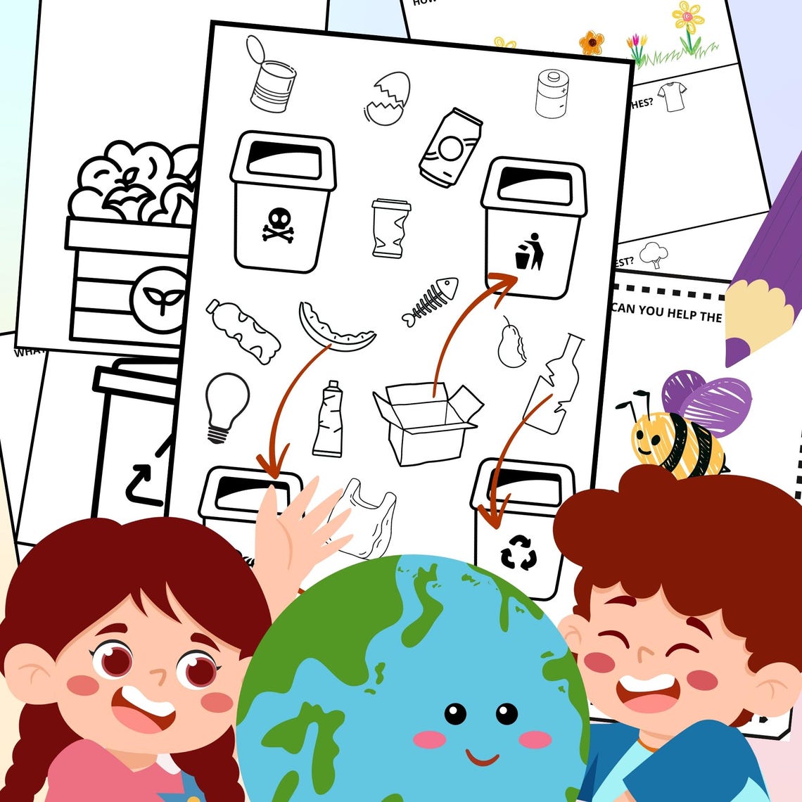 Eco-friendly Waste Sorting Activity Pack for Kids, Recycling ...