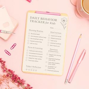 Behavior Chart for Kids | Calm Printable Routine Tracker | Minimalist ...