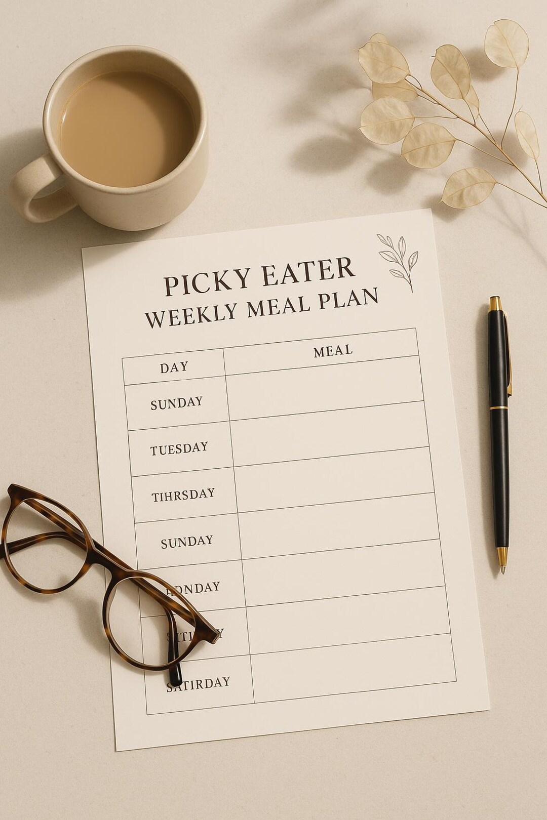 Picky Eater Weekly Meal Plan | Printable Kids Food Tracker | Simple One ...