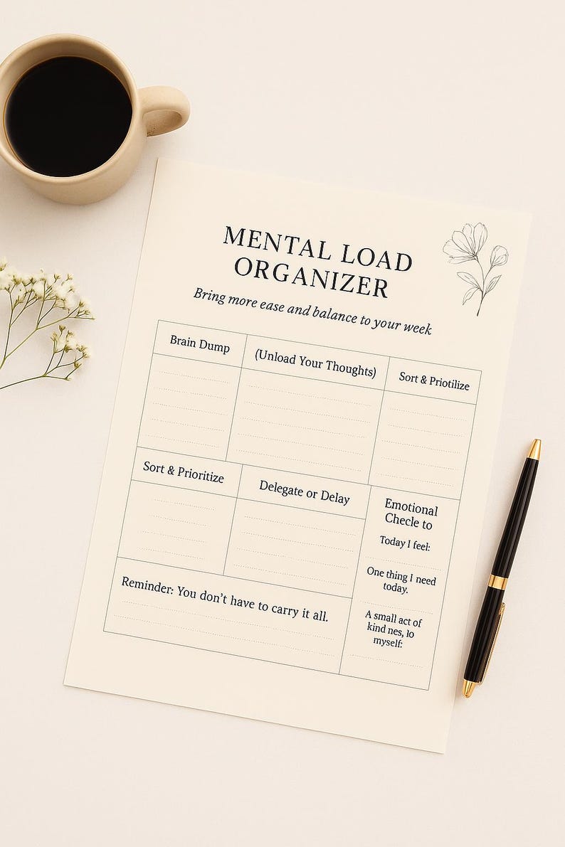 Mental Load Organizer Printable | One-page Mind Declutter Planner ...
