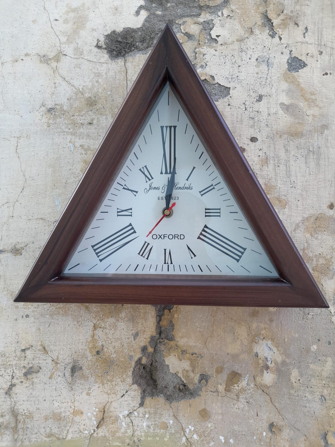 Handmade Wooden Triangle Wall Clock Oxford 16 Inch - Etsy
