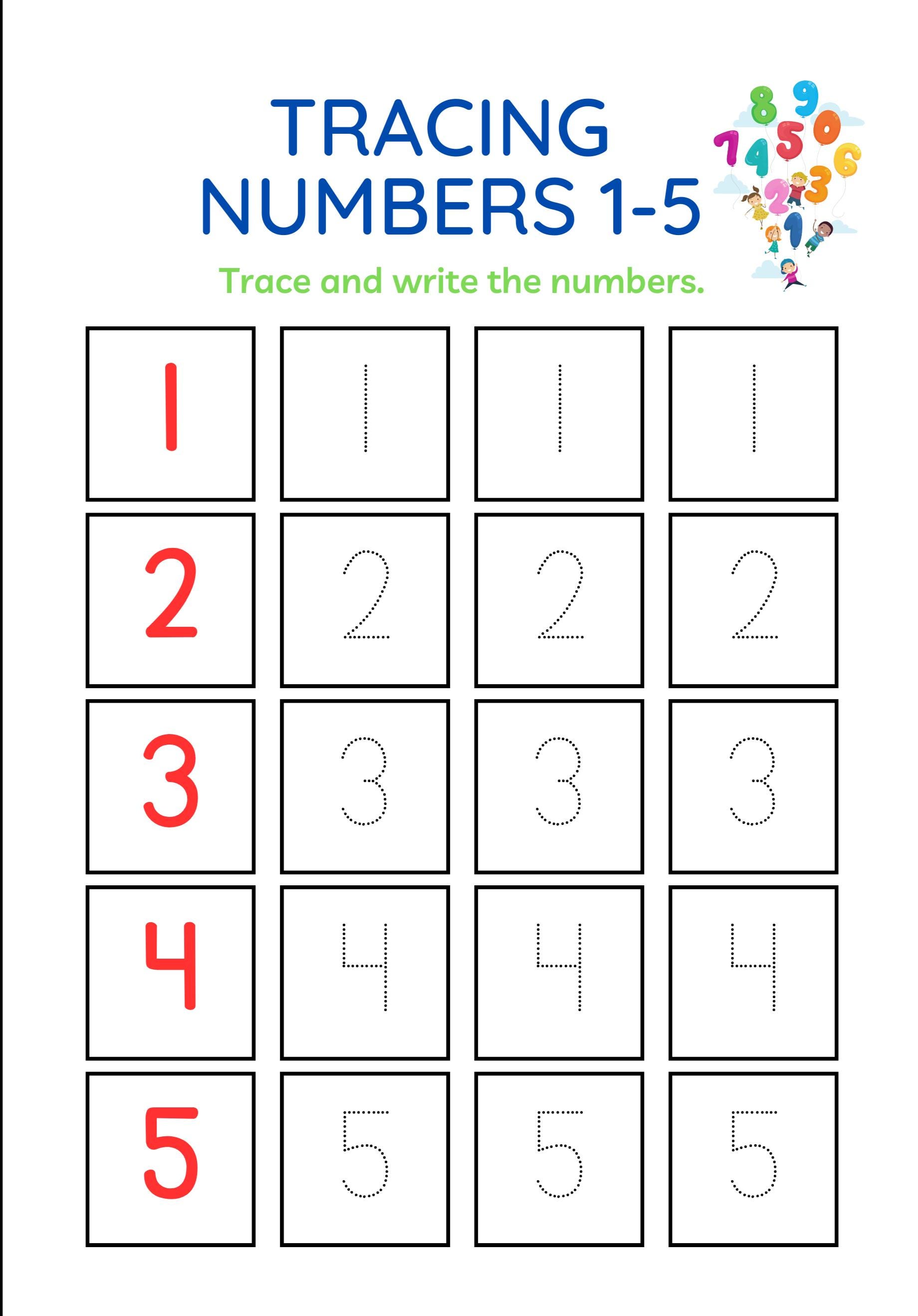 Printable Number Tracing Sheet Numbers 1-5 Screen Free Play - Etsy