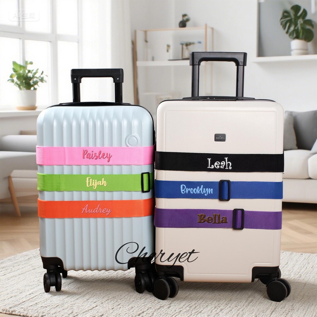 Custom Embroidered Luggage Strap & Tags – Personalized Travel ...