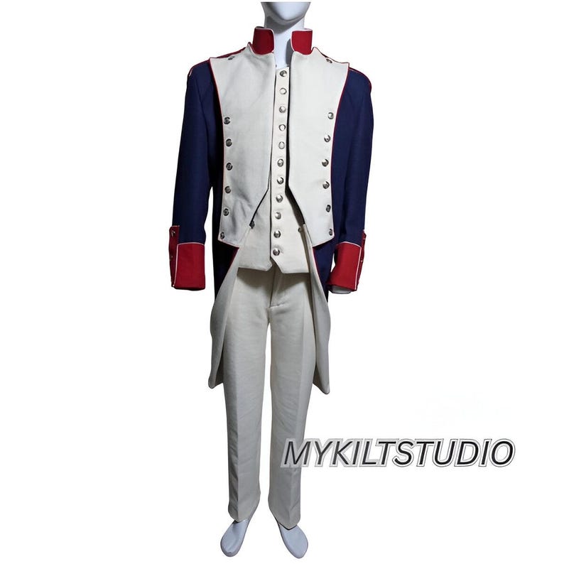 Full Military Parade Costume, Mens Marching Band Uniform Set, Navy Wool ...